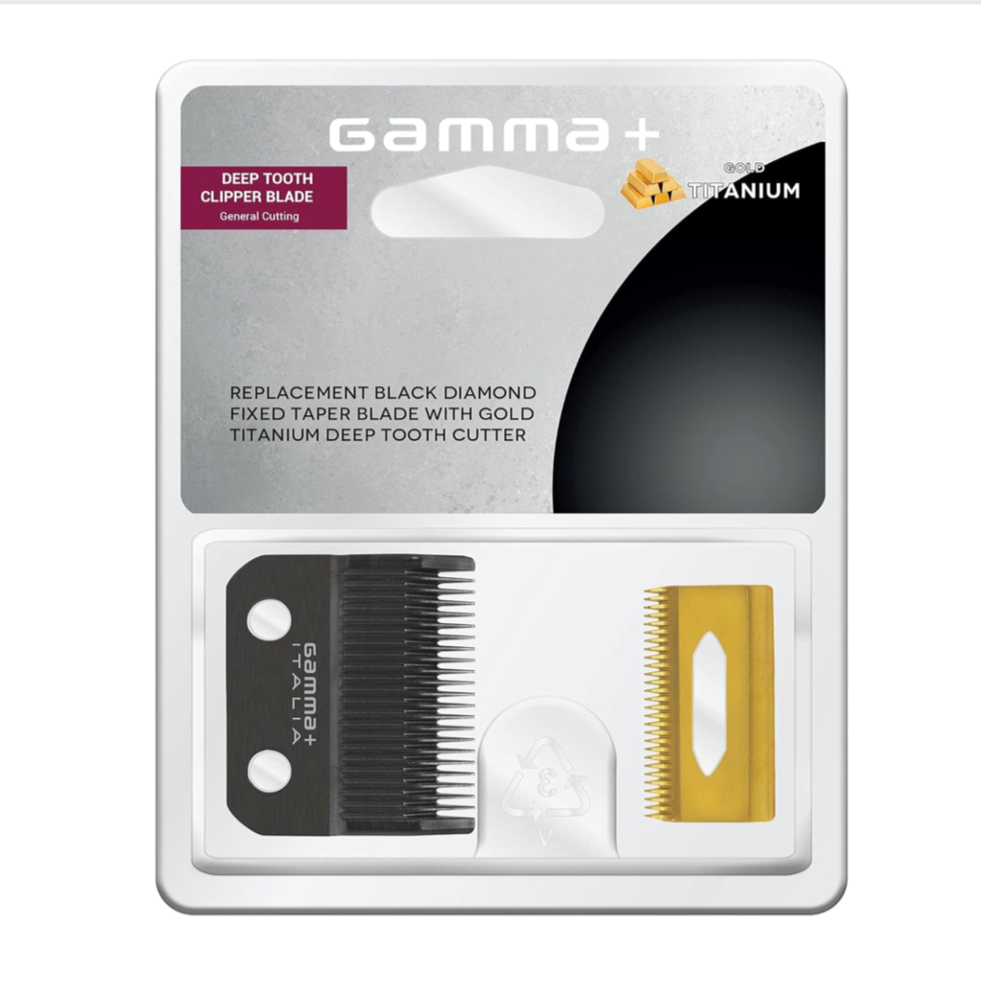 Gamma+ Clipper Blade w/ DLC Fixed Taper Blade & Deep Tooth Gold Titani